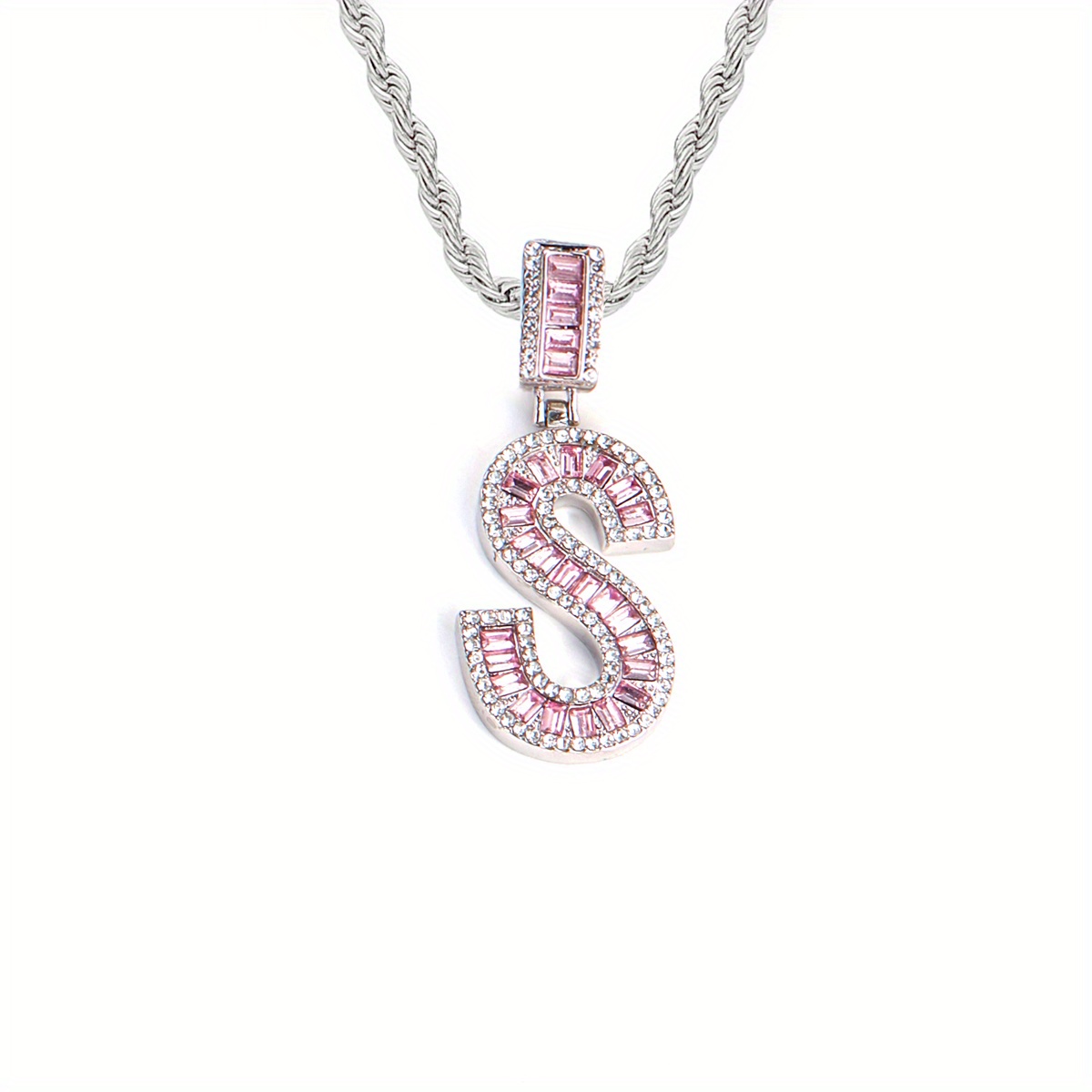 Shiny Rectangular Initial Necklace Men's Women's Iced - Temu United Kingdom