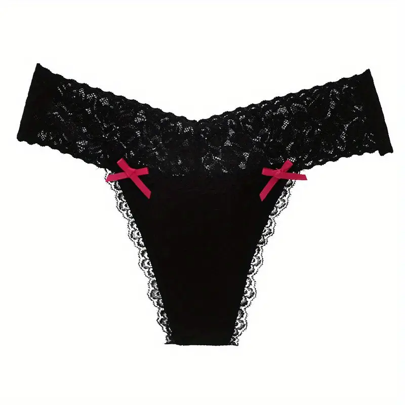 Contrast Lace Thongs Soft Comfy Low Waist Intimates Panties Temu