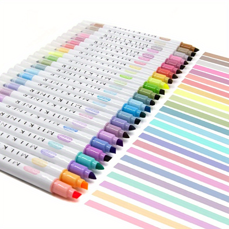 12 24 Colors Double Headed Fluorescent Pen Set Painting Office Eye ...