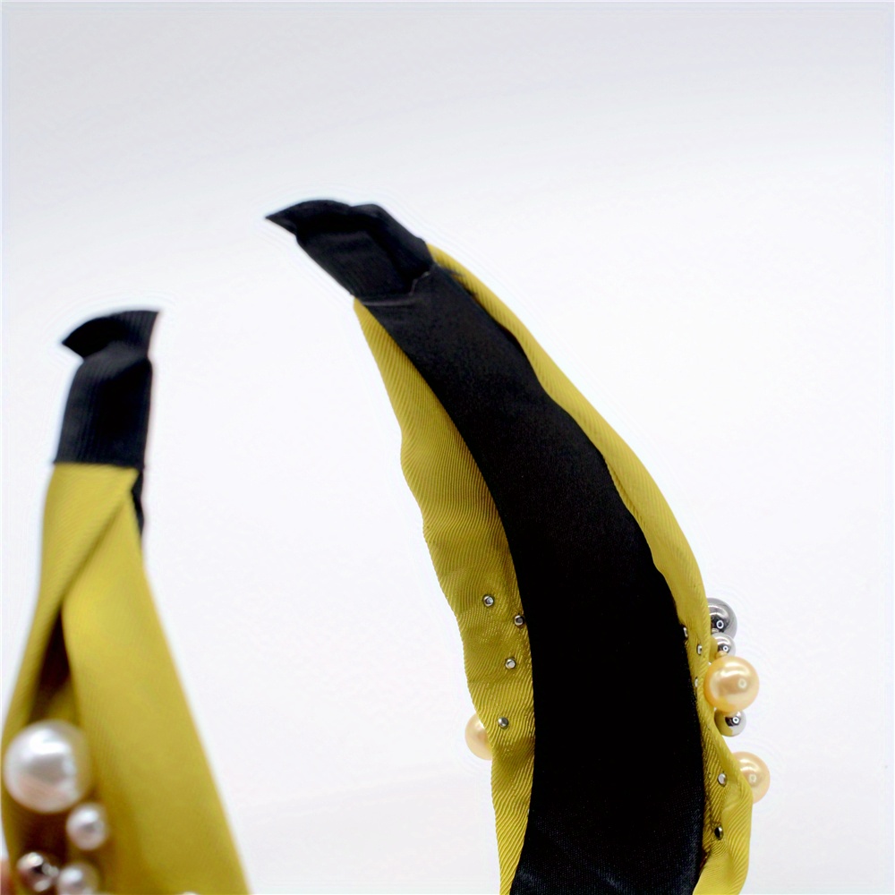 girls wide hair hoop pearl handmade knotted head hoop - Temu Norway