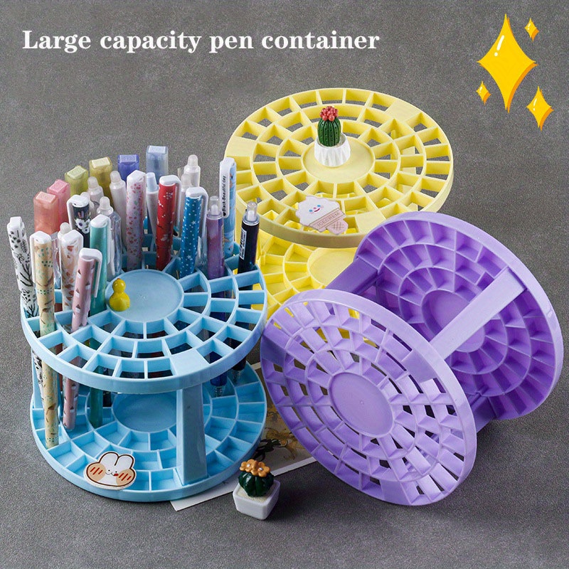 Creative Receptacle Porous Pen Holder Large Capacity Round - Temu ...