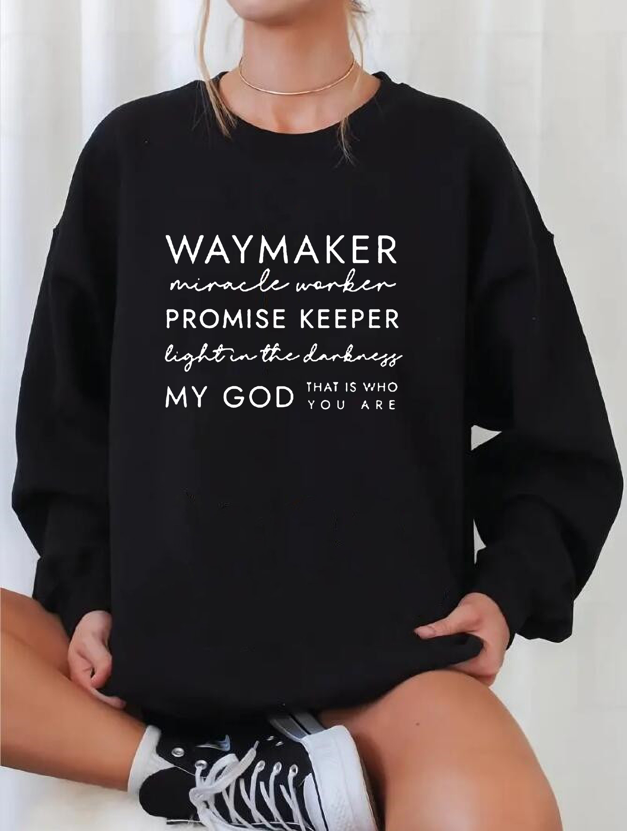 Print Crew Neck Pullover Sweatshirt Casual Long - Temu Australia