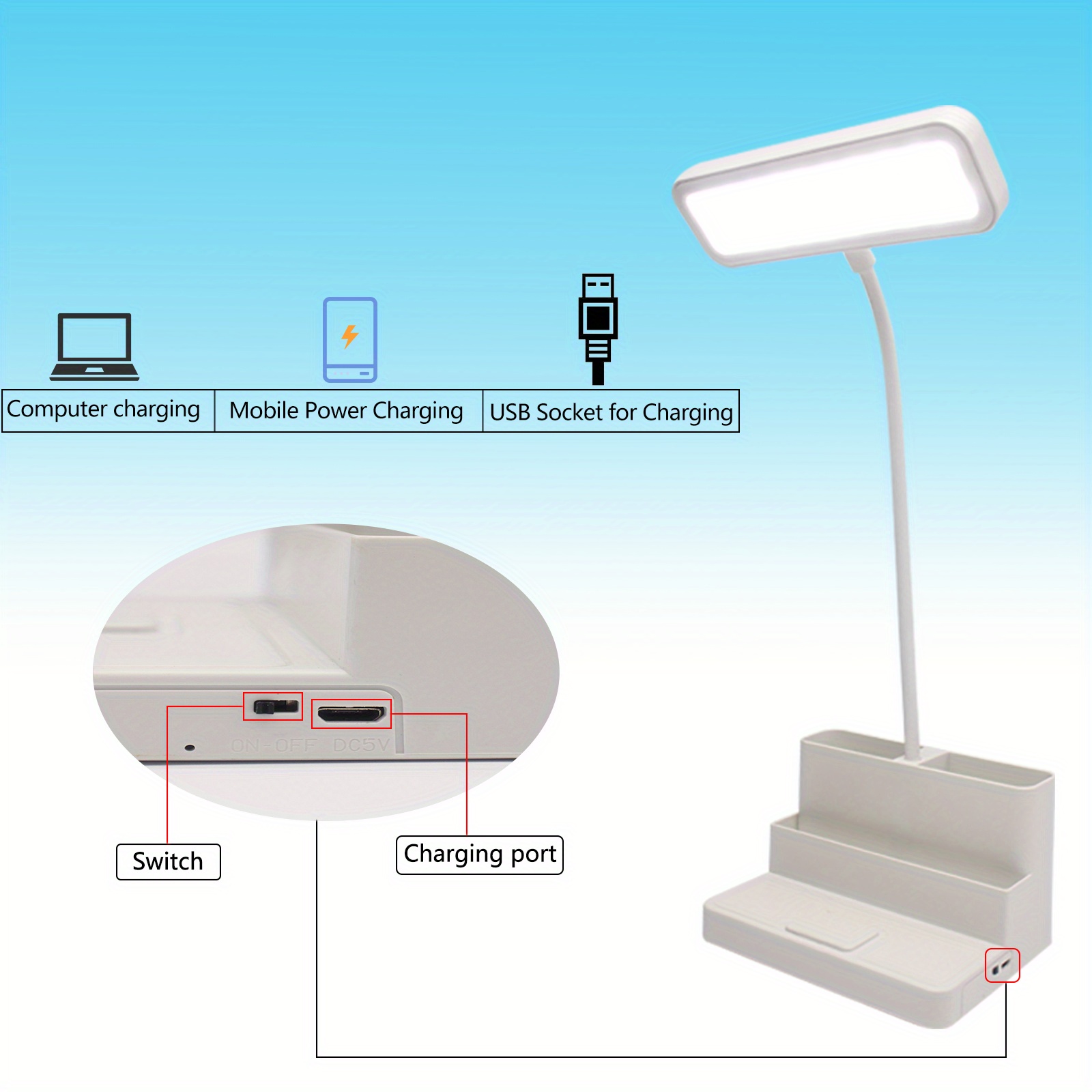 Led Desk Lamp Multifunctional Pencil Desk Study Touch - Temu New Zealand