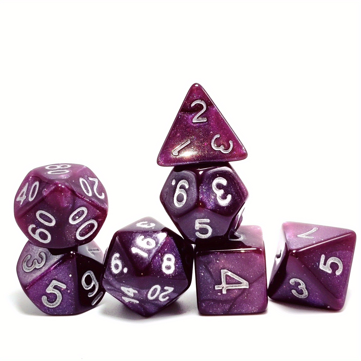 Game Dice Set Polyhedral Flash Purple Dice Set Table Games - Temu Australia