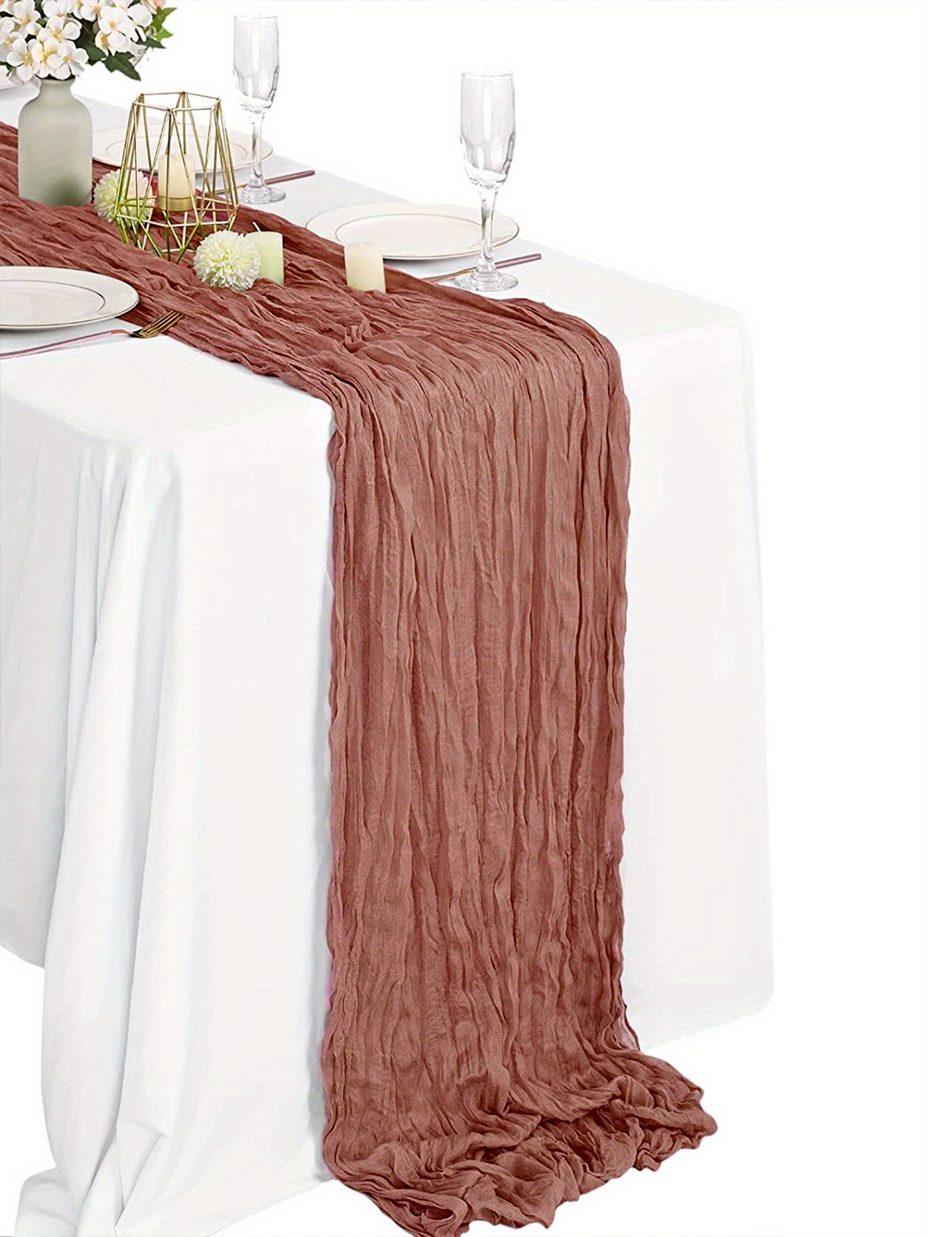 Polyester Table Runner Pleated Gauze Table Flag - Temu Canada