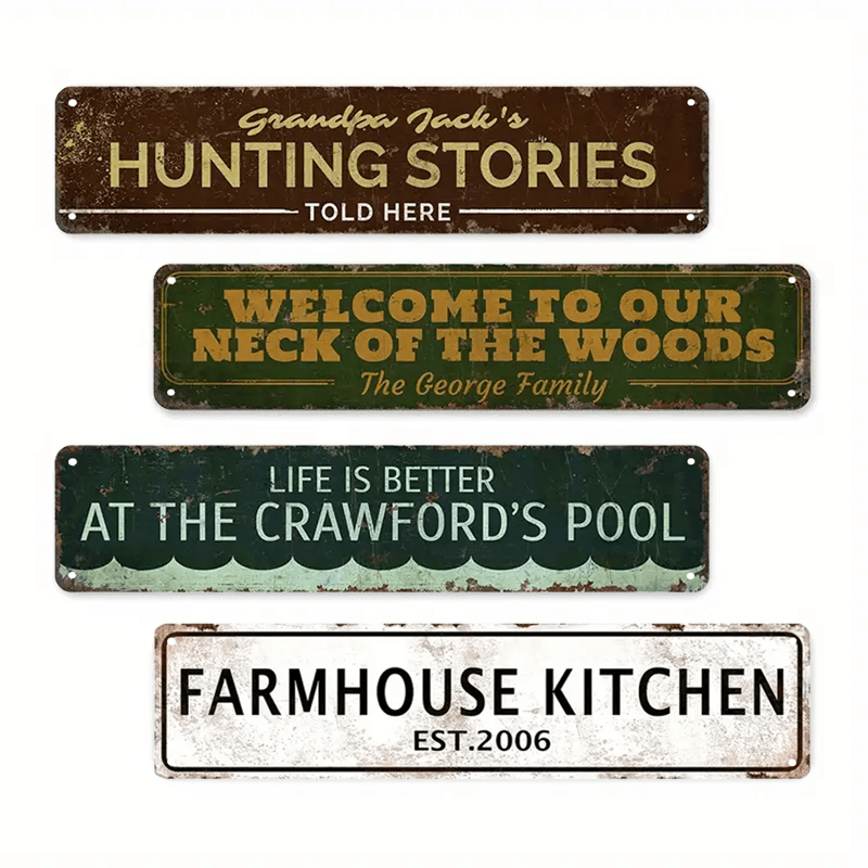 1pc Metal Aluminum Sign At The Crawfords Pool Sign Farmhouse Kitchen ...
