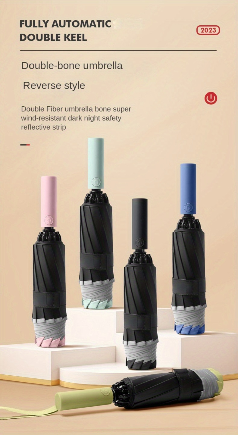 10 Ribs Automatic Umbrella Sunny Rainy Dual use Uv - Temu United