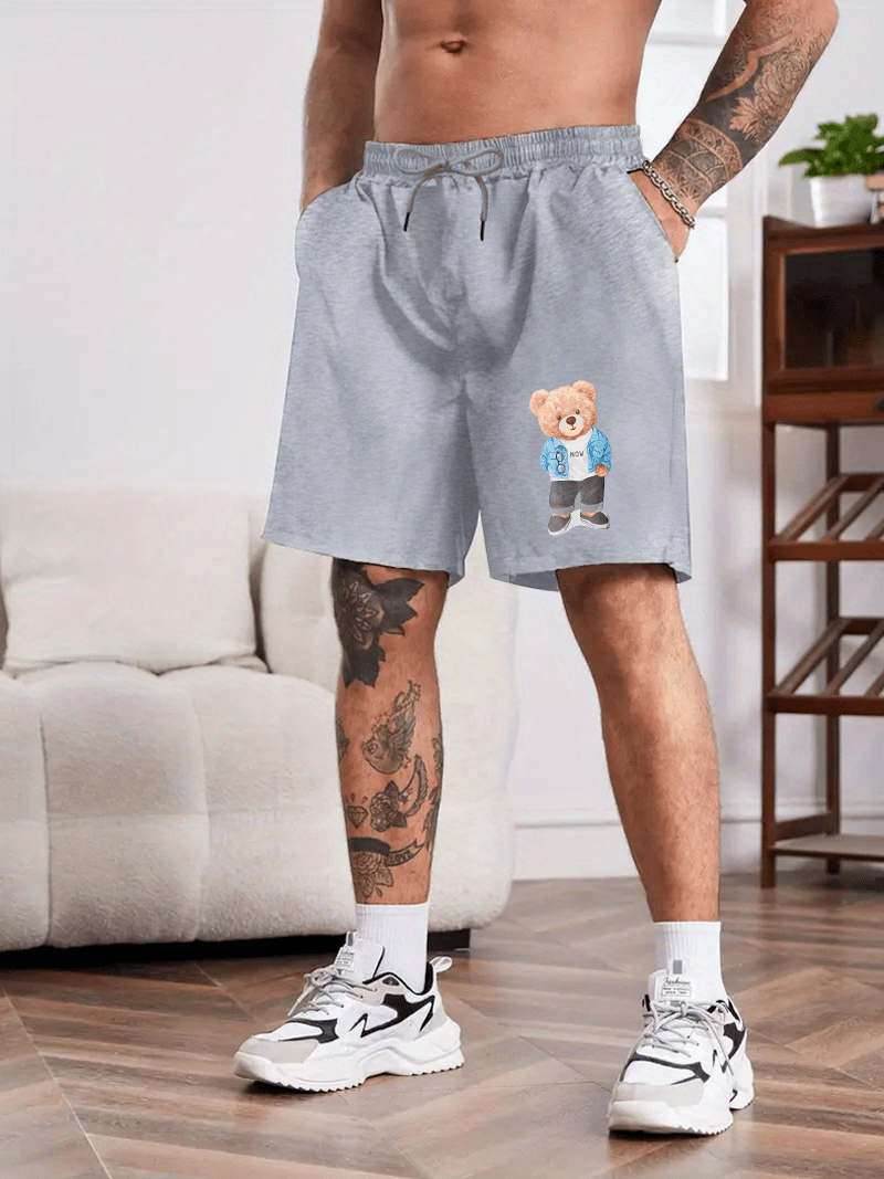 Teddy Bear Print Men's Comfy Shorts Summer Drawstring Casual - Temu ...