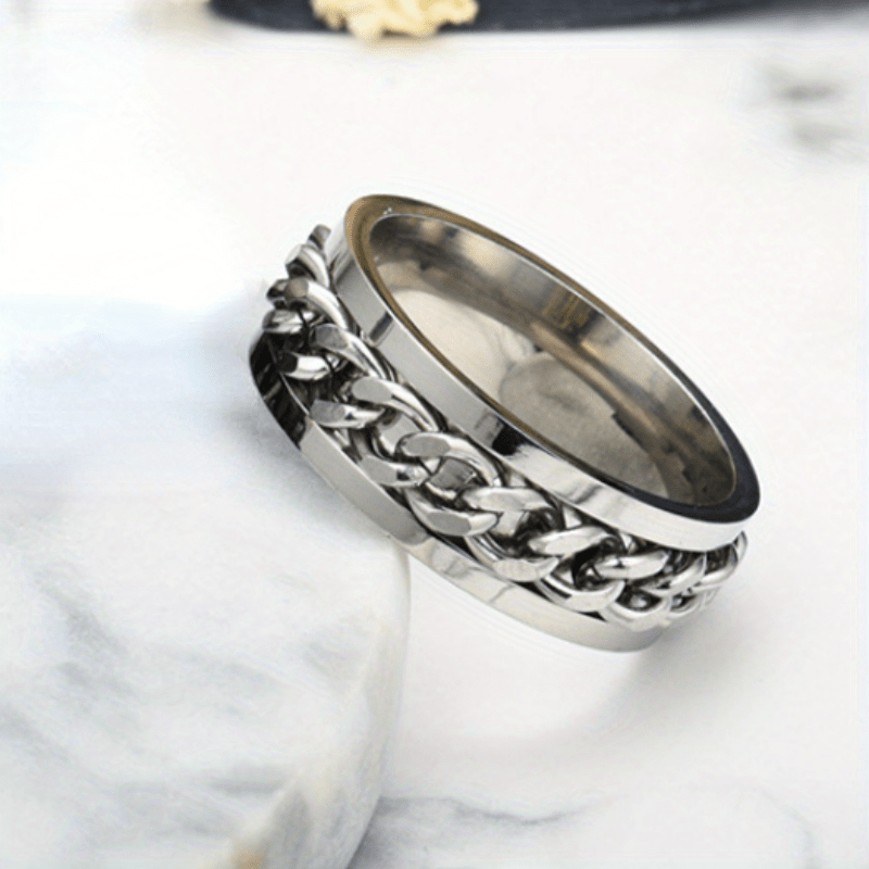 Rotatable Chain Ring Simple Titanium Steel Ring Bottle - Temu United ...