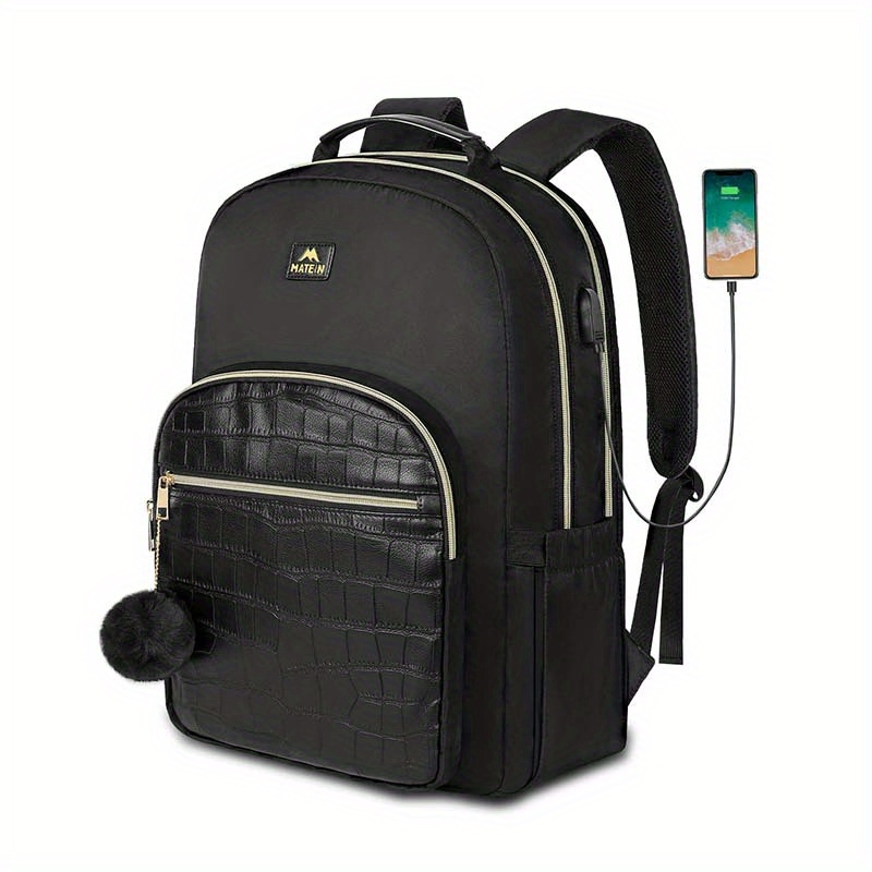 Crocodile Embossed Zipper Backpack Solid Color Large - Temu Australia