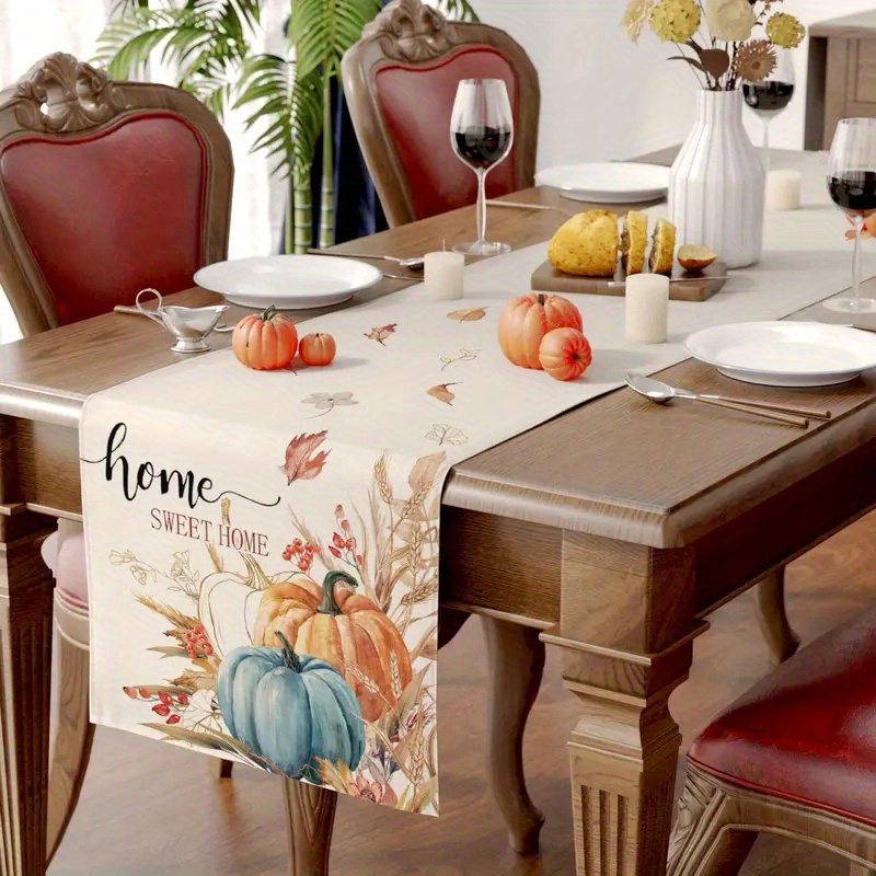 Linen Table Runner Autumn Dining Table Home Sweet Pumpkin - Temu New ...