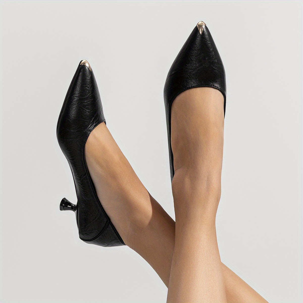 Women's Steel Toe Pumps Trendy Pointed Toe Faux Leather - Temu United ...