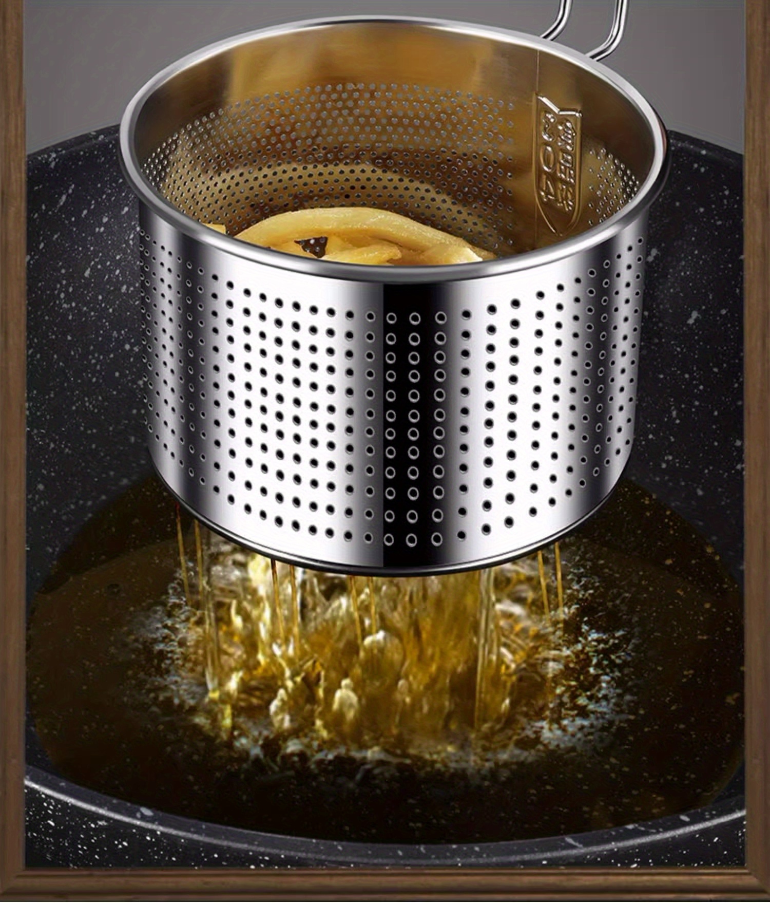 304 Stainless Steel Frying Pan Frying Basket Pot - Temu