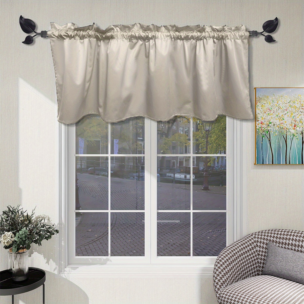 Classic Solid Color Small Curtain Rod Pocket Window - Temu United Kingdom