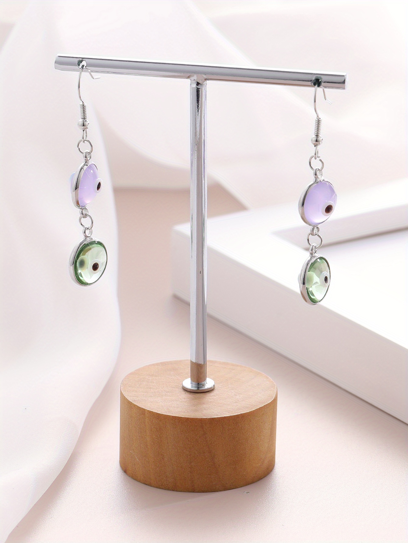 Glass Evil Eye Drop Tassel Earrings Trendy - Temu Canada