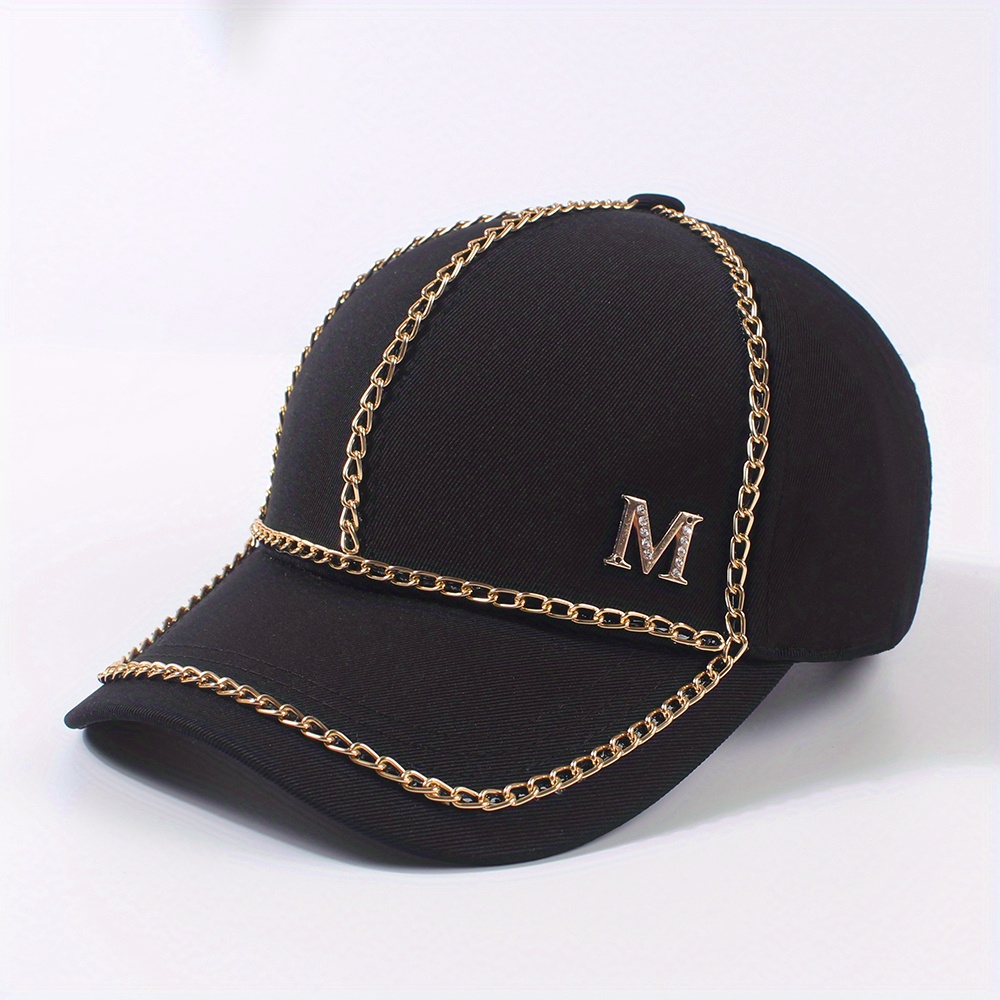 Chain Decor Baseball Cap Solid Color Adjustable - Temu Netherlands