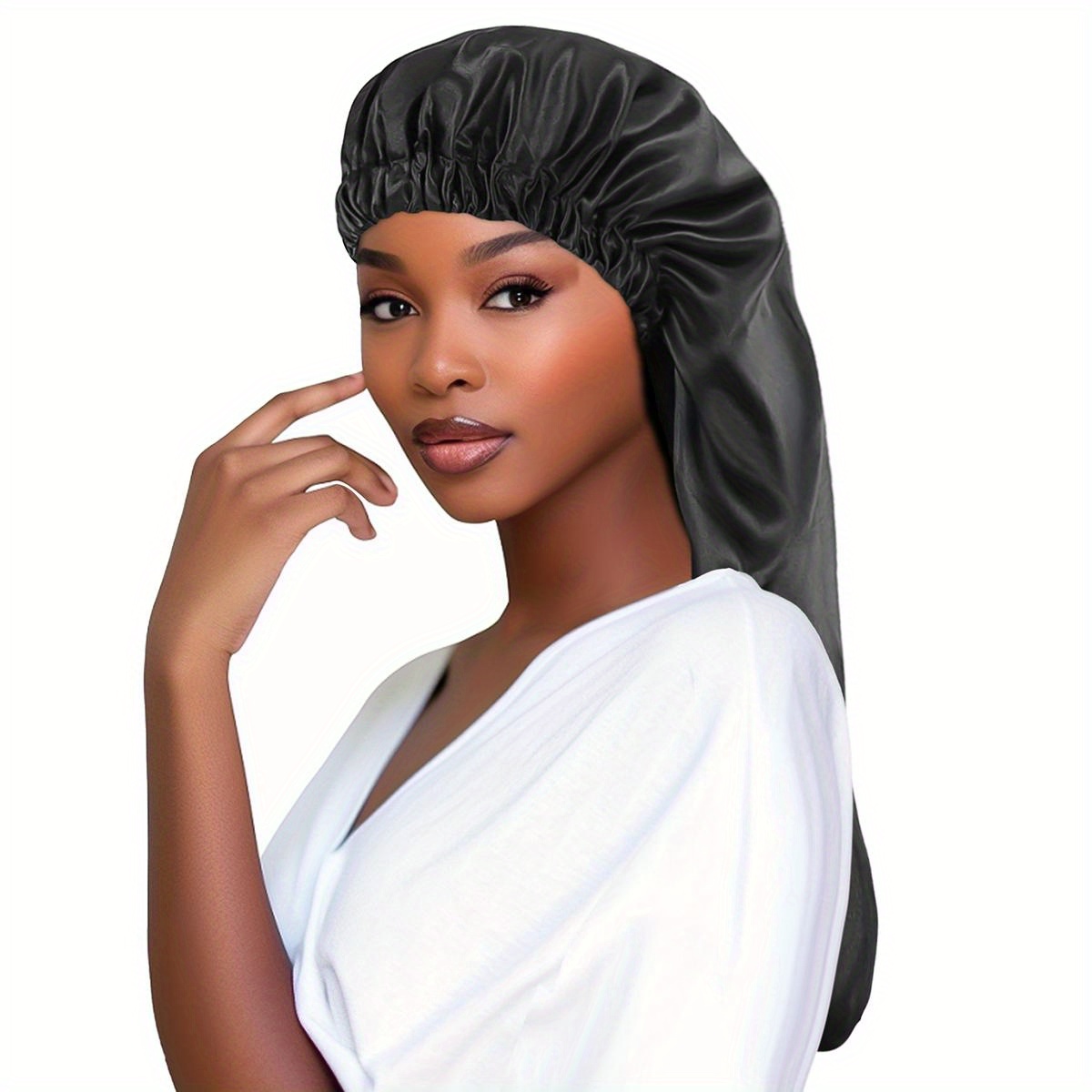 extra long satin hair bonnet for women night sleeping cap for braids ...