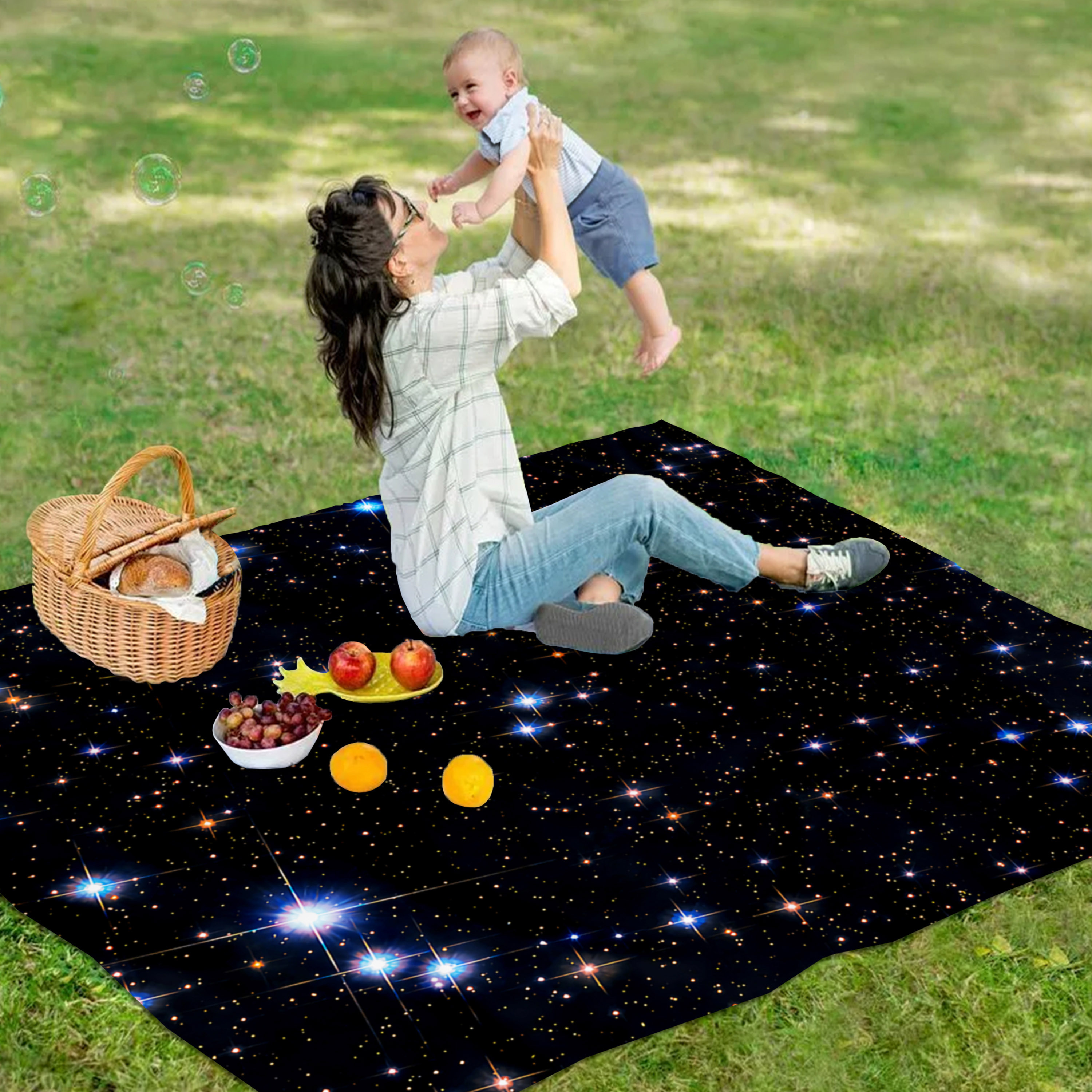 1pc starry sky pattern picnic mat lightweight waterproof beach mat for ...