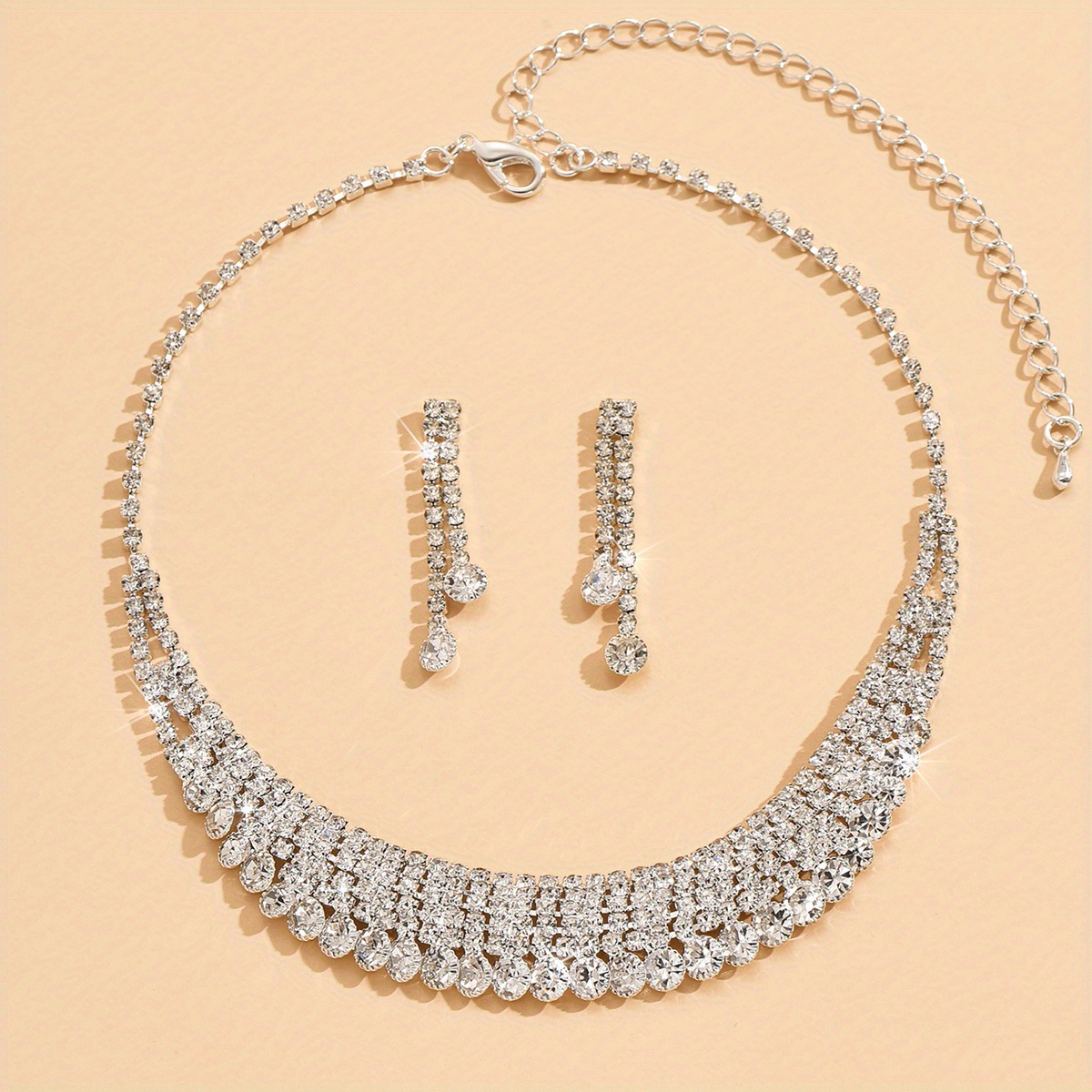 Orecchini Collana Set Gioielli Classici Placcato Argento - Temu Italy