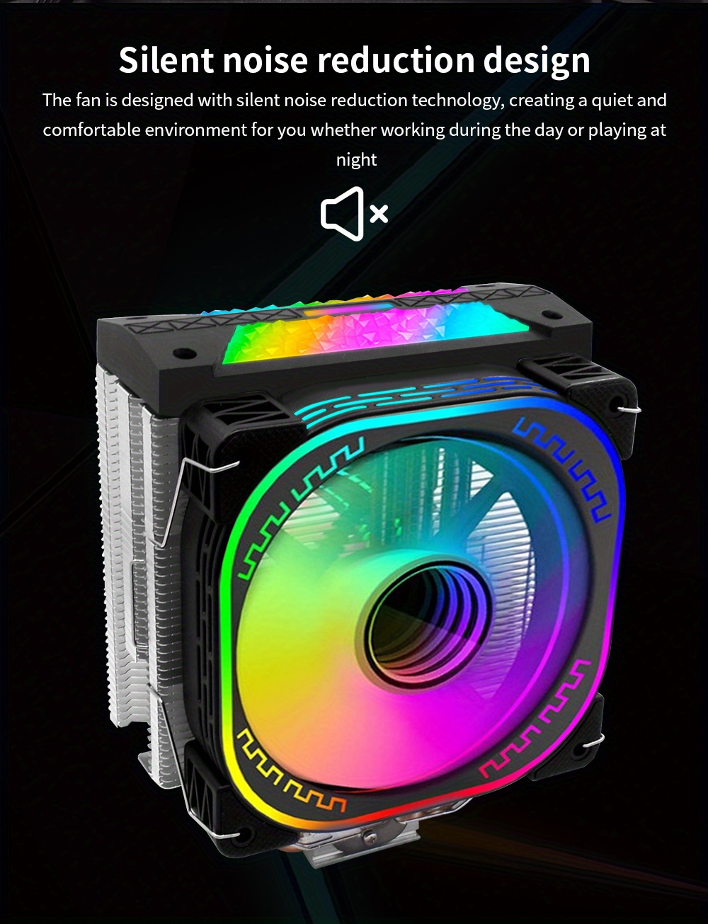 argb cpu cooling fan rgb 4 pin pwm pipes cpu - Temu