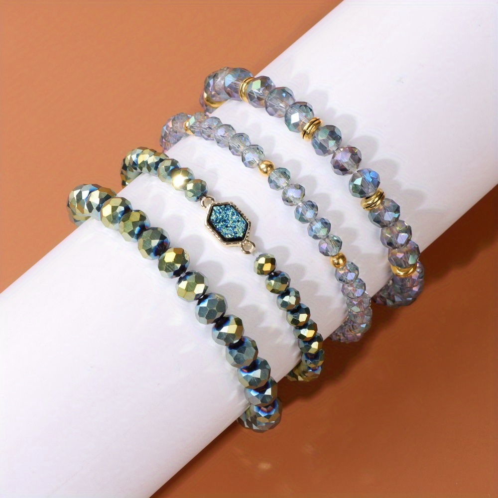 Bracelet Set Crystal Hand String Beads Elastic - Temu Australia