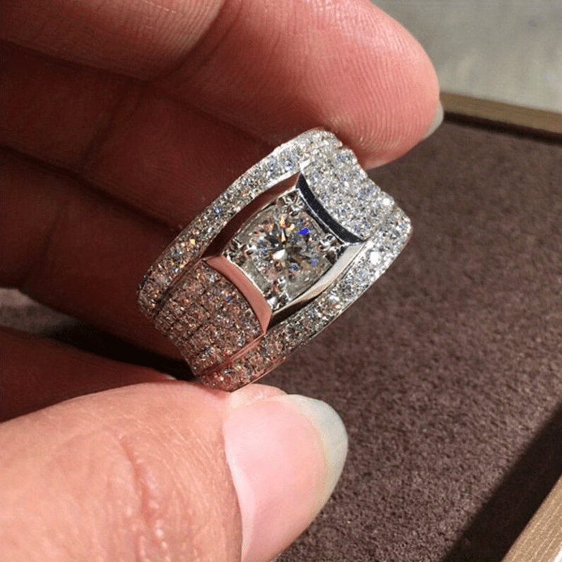 Men's Classic Artificial Diamond Zircon Ring Party - Temu United Kingdom