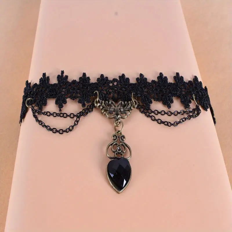 Vintage Heart Pendant Short Clavicle Chain Lace Braided Temu New Zealand