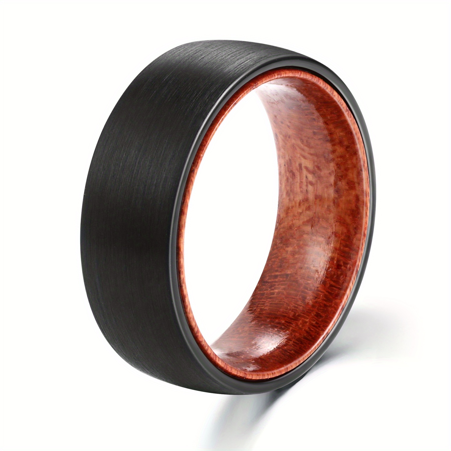 Tungsten Black Ring Wood Pattern Men Wedding Band Daily Wear - Temu ...