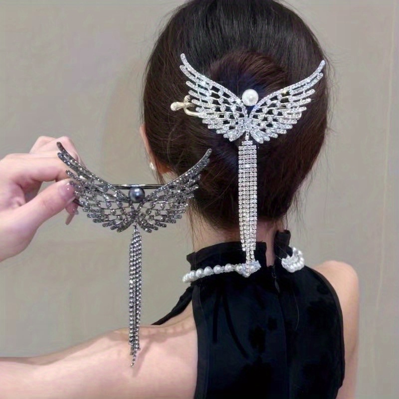 luxury tassel hair clip shiny wings head jewelry - Temu Canada