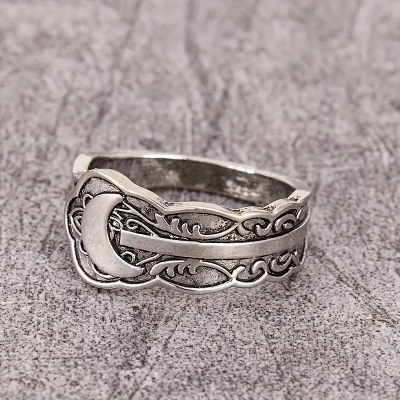 Bohemian Retro Ring Carved Moon Flower Patterns Creative - Temu Netherlands