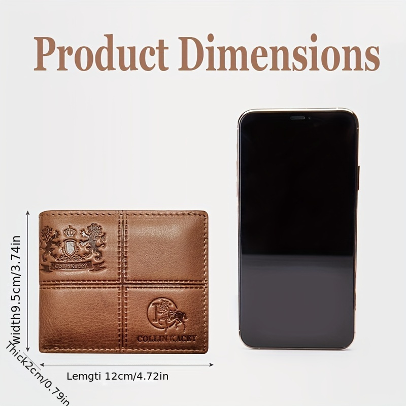 mens top layer cowhide leather short wallet vintage card holder purse ...