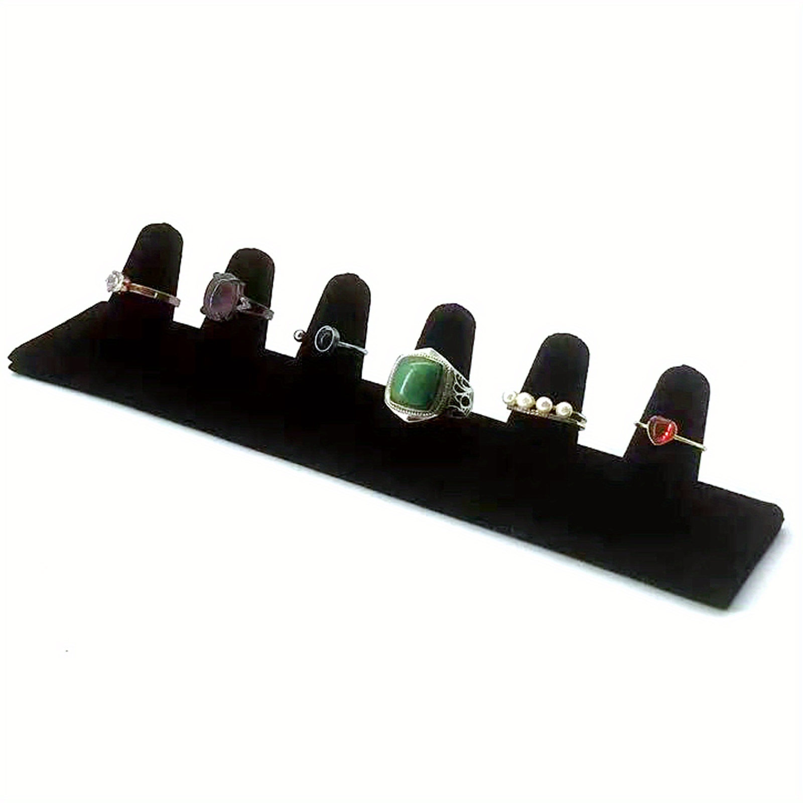 Black Velvet 6 slot Ring Display Holder Desktop Jewelry Ring - Temu