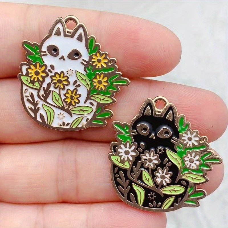 Trendy Flower Cat Charms Making Like Necklace - Temu Canada
