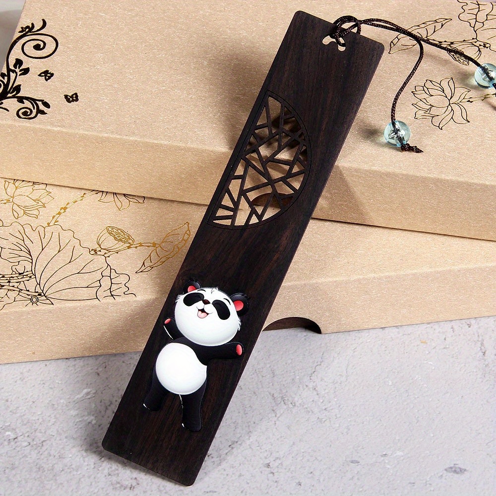 Chinese Style Painted Panda Sandalwood Bookmark Vintage - Temu Canada