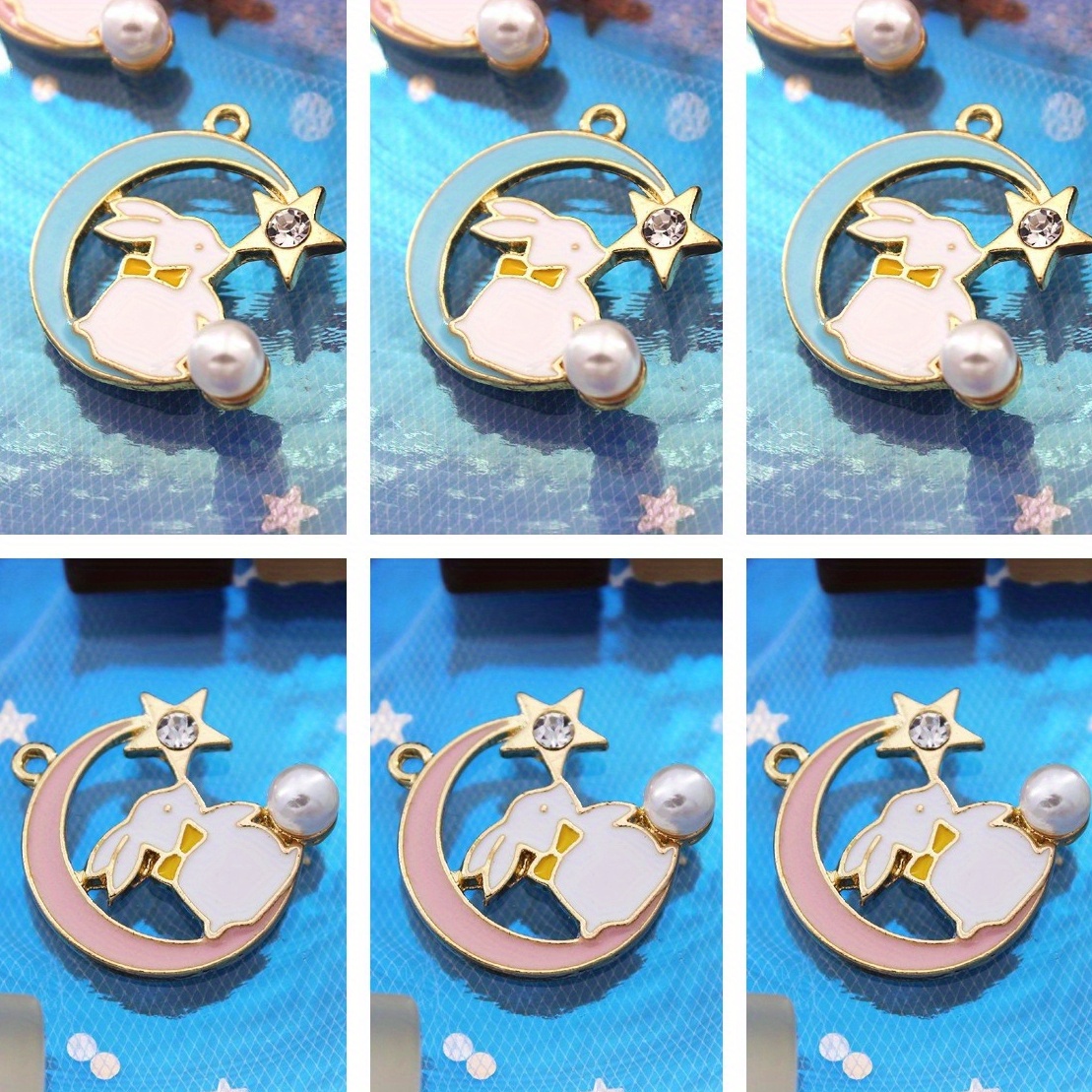Mixed Moon Little White Rabbit Pendants Diy Bracelet - Temu Ireland