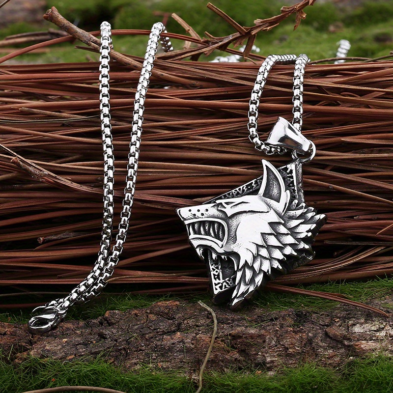 Stainless Steel Domineering Viking Wolf Head Odin Nordic - Temu United ...