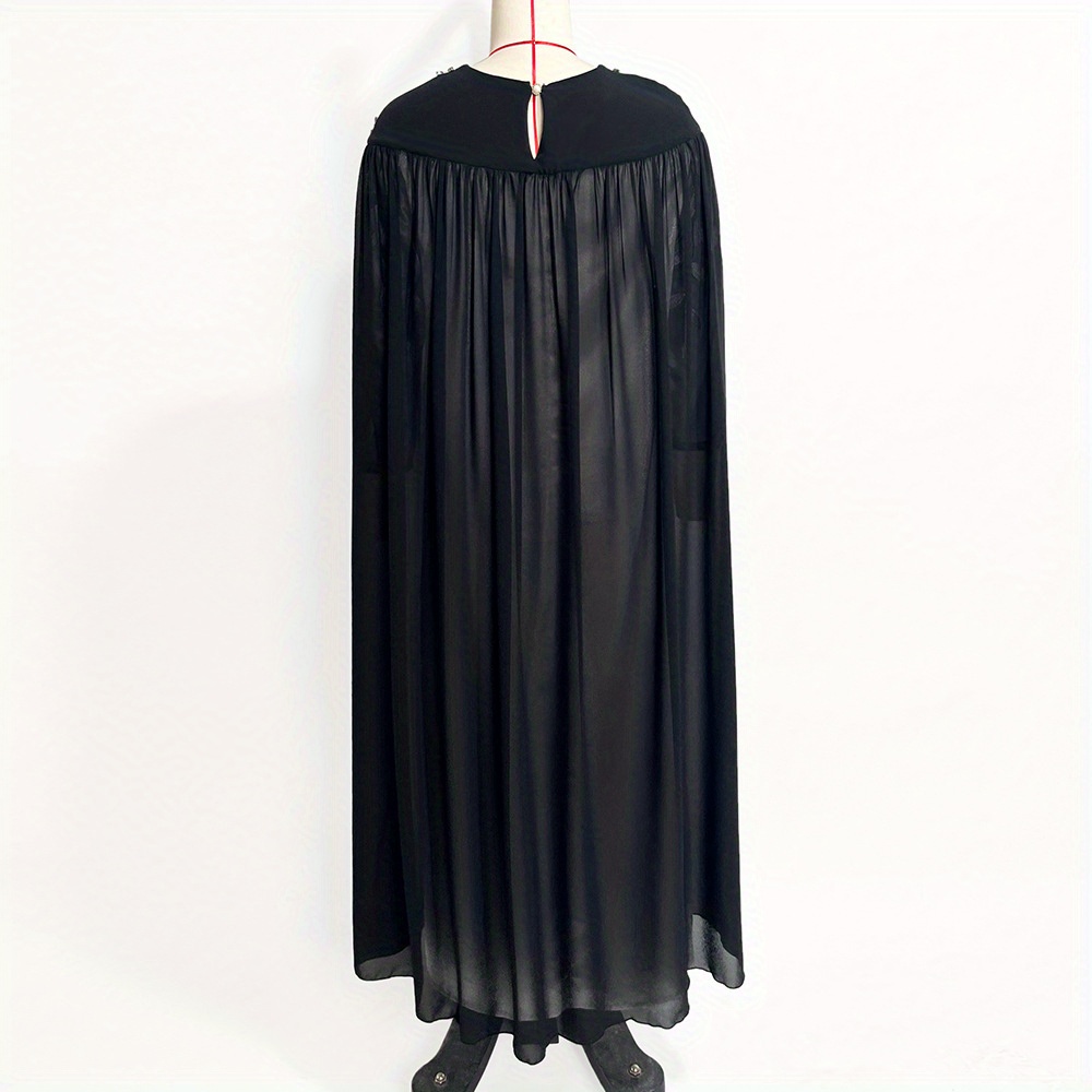 Ramadan Floral Pattern Cape Dress Elegant Crew Neck Long - Temu Canada