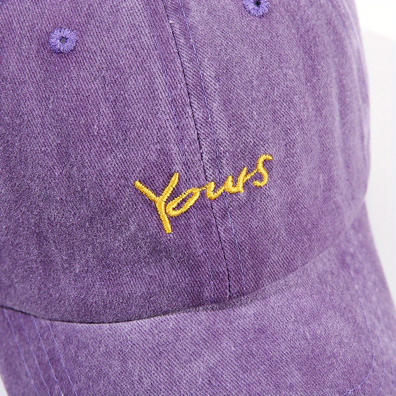 Purple Baseball Cap Women "" Letter Embroidered Washed Denim - Temu ...