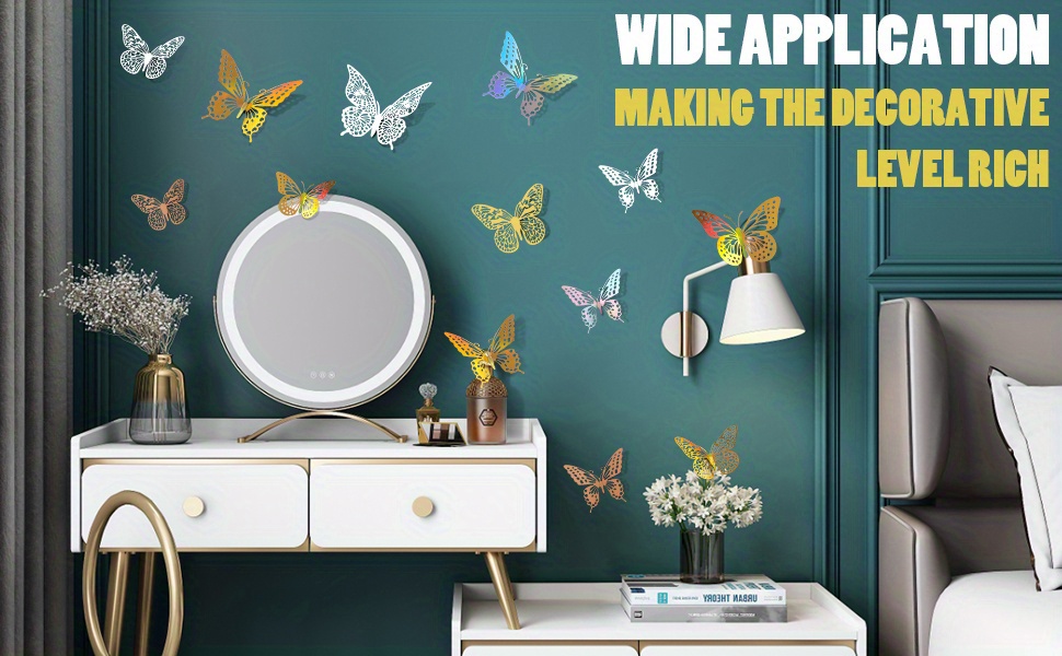 Artistic Wall Decal 3d Butterfly Mural In Hollowed Design - Temu