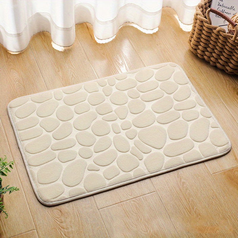 1pc Polyester Bath Mat Cobblestone Bathroom Rugs Super Water Absorbent ...