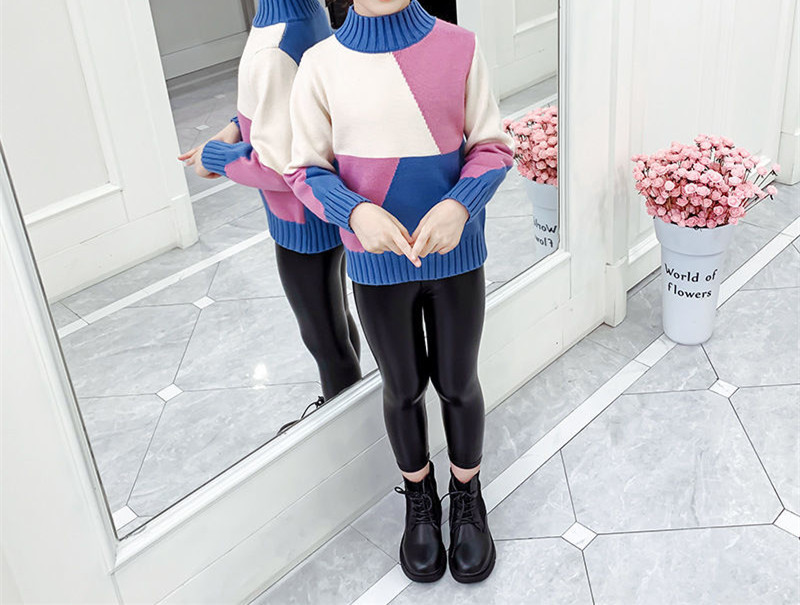 girls color block pullover knitted sweater warm fit - Temu New Zealand