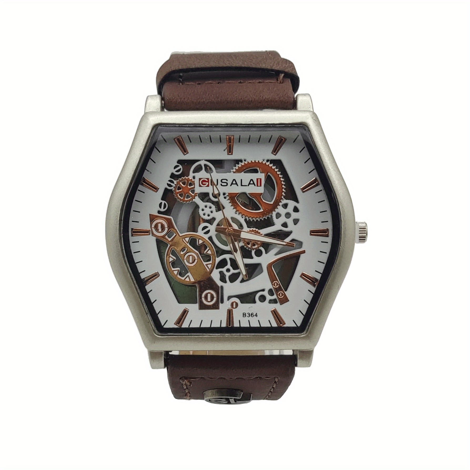 Fashion Square Large Dial Hollow Quartz Watch Creative Pointer Alloy ...