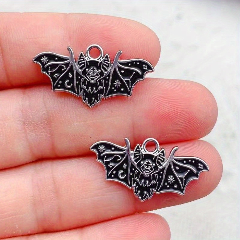 Halloween Styles Black Silvery Bat Design Alloy Enamel - Temu United ...