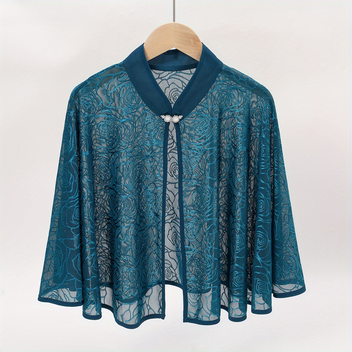 Embroider Print Shawl Solid Color Outerwear Wrap Pearl - Temu New Zealand