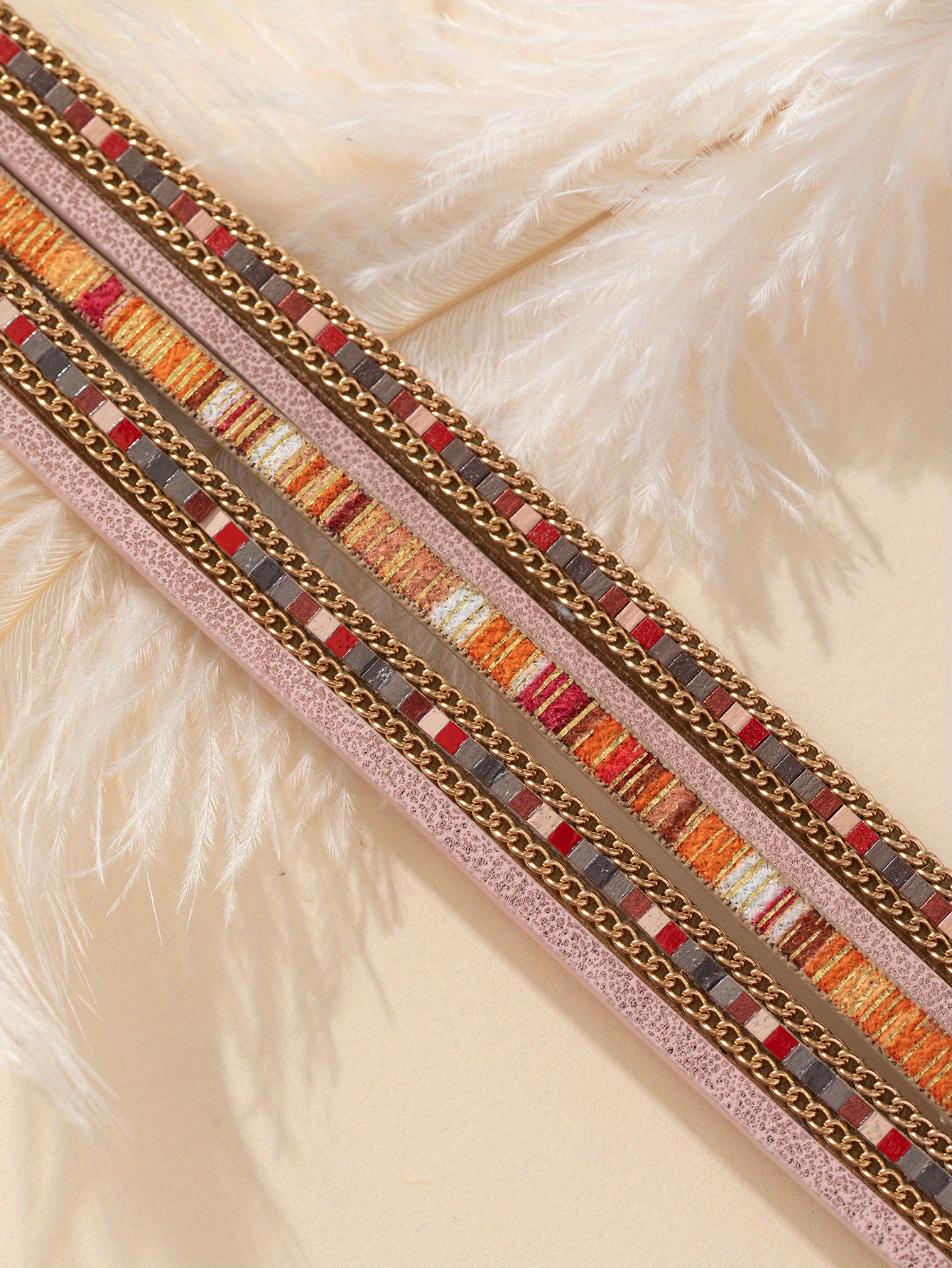 bohemian pu leather chain bracelet multiple - {region_name}