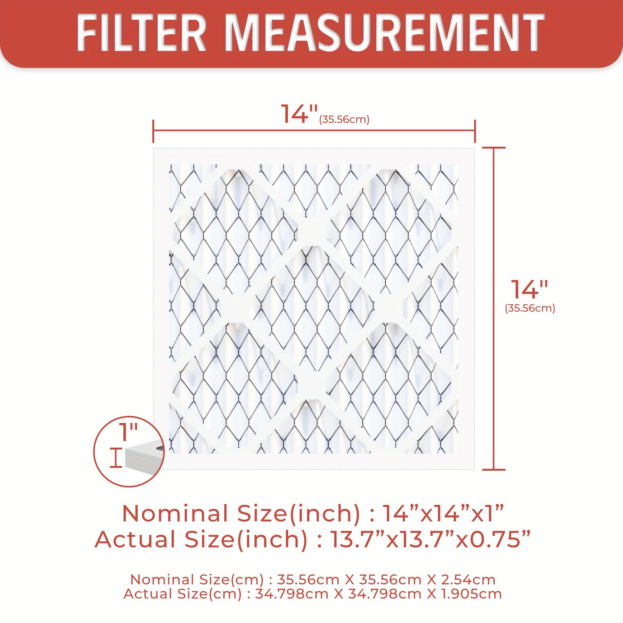 6 Pack 14x14x1 Inch Air Filter Electrostatic Pleated Conditioner Hvac ...