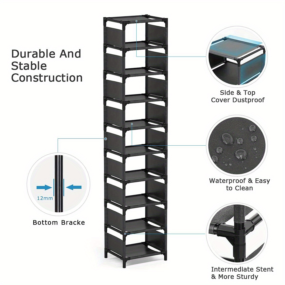 Space saving Floor Standing Shoe Rack 10 layer Organizer - Temu United ...