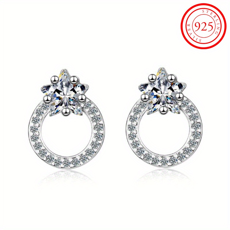 925 Silver Hypoallergenic Hoop Earrings Women Embellished - Temu Australia