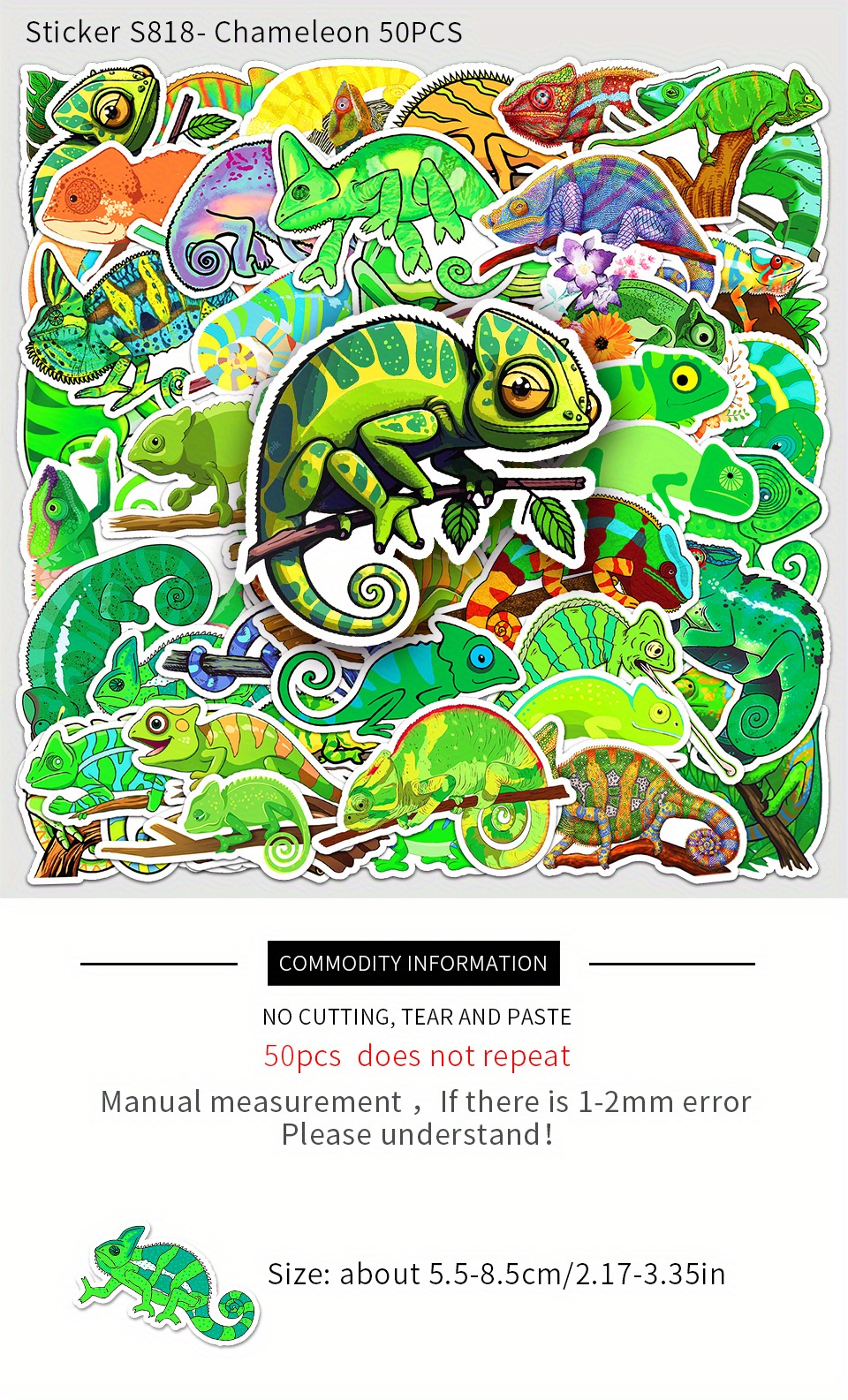 Chameleon Reptile Creative Cartoon Stickers Scrapbook - Temu United Kingdom