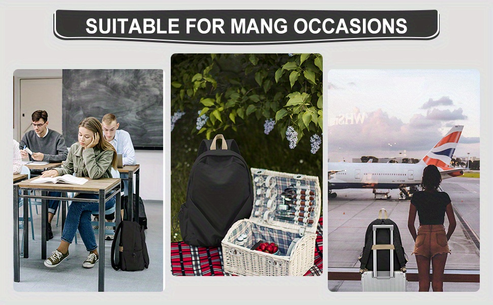 Canvas Backpack Harajuku Simple Large Capacity Junior High - Temu ...